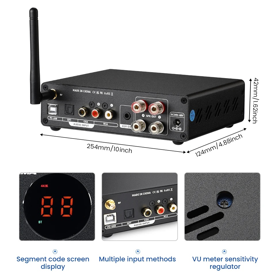 Decoder Amplifier Wireless Bluetooth Receiver/Streamer Hi-Fi Integrated ...