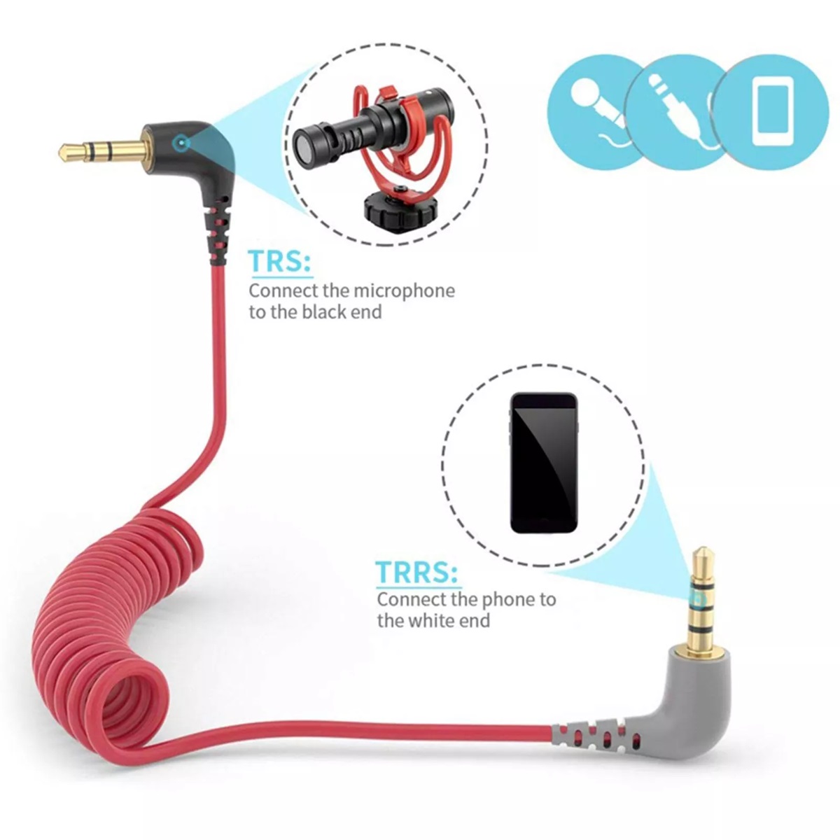 RØDE SC7 Right-angle 3.5mm TRS to Right-angle 3.5mm TRRS Interconnect ...
