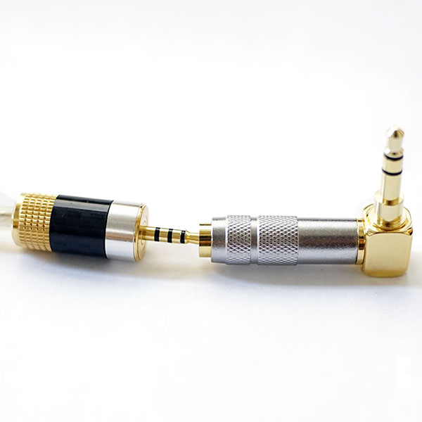 3.5mm TRS Unbalanced Male to 2.5mm TRRS Balanced Female Right-angle Adapter