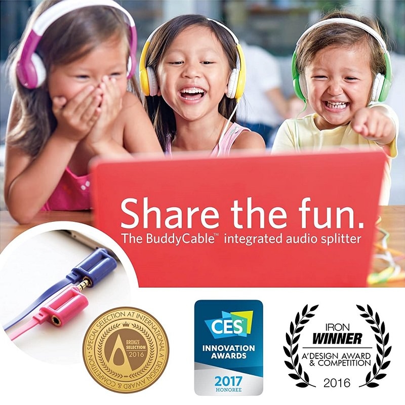 BuddyCable Replacement Cable with Mic & Audio Splitter | BuddyPhones ...