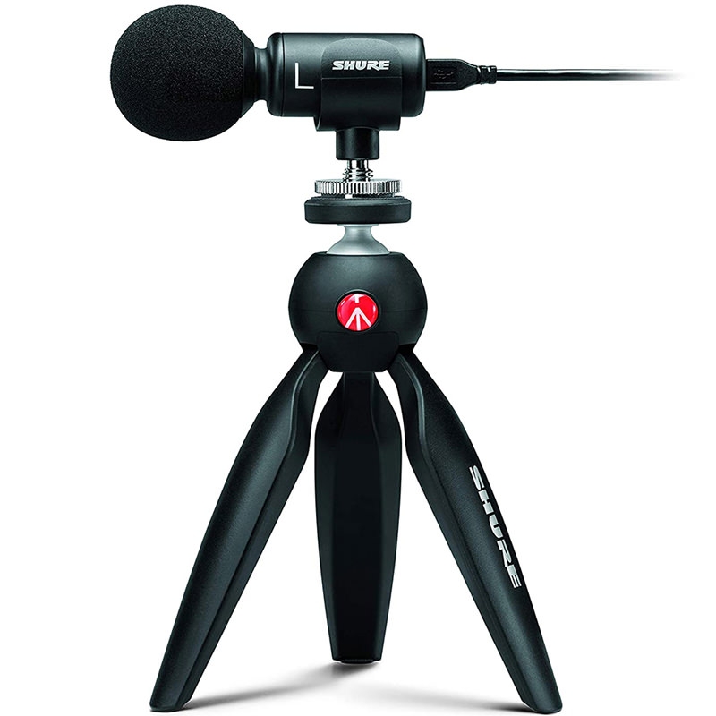 MV88+ Video Kit Stereo Condenser Microphone with Manfrotto PIXI Tripod ...