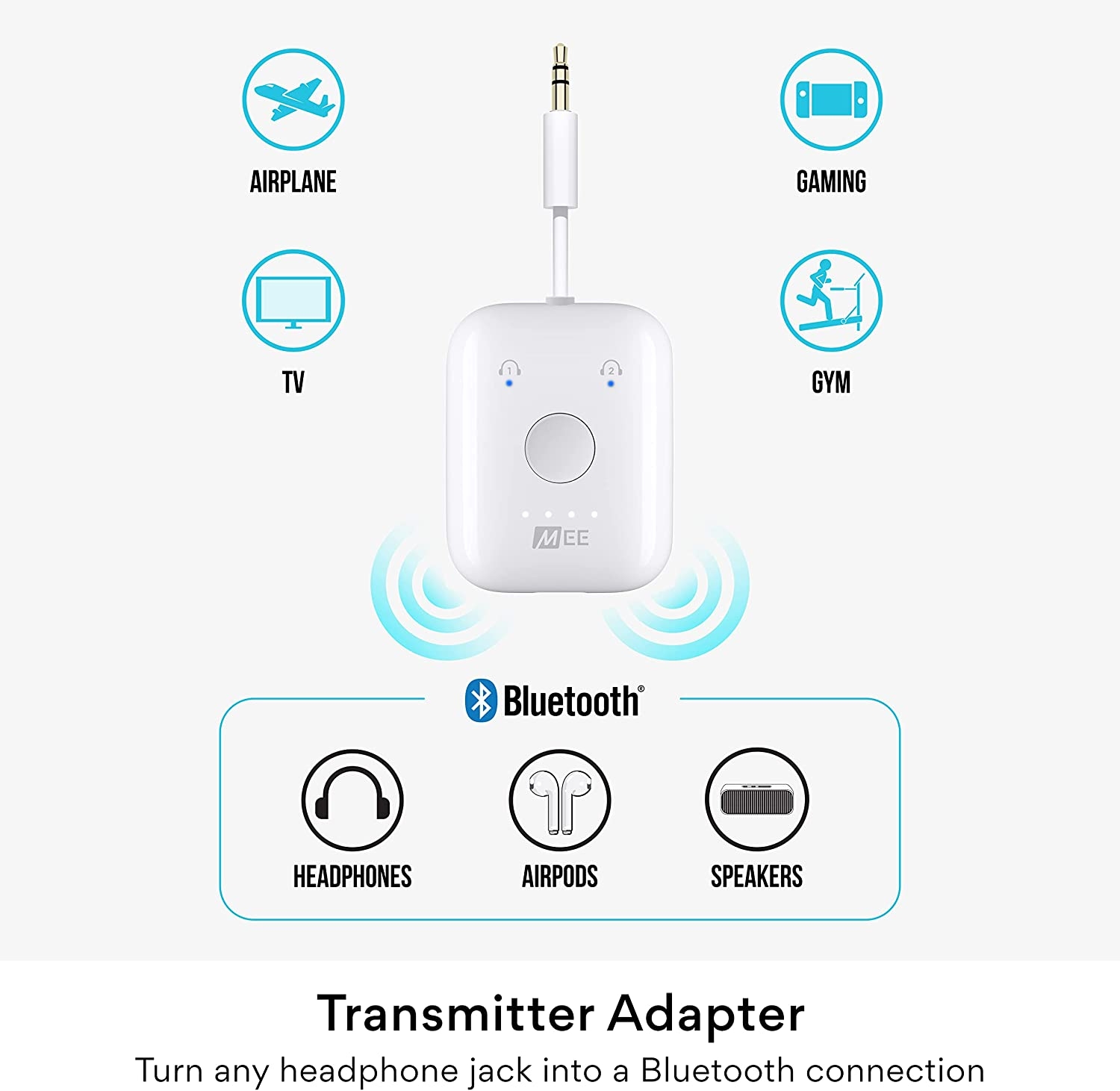 Mee Audio Connect Air Wireless Bluetooth 5.0 aptX aptX-LL Transmitter ...