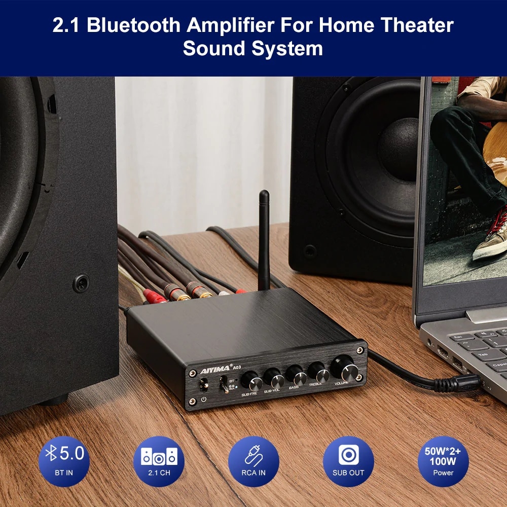 A03 Wireless Bluetooth Receiver/Streamer Hi-Fi Integrated Amplifier ...