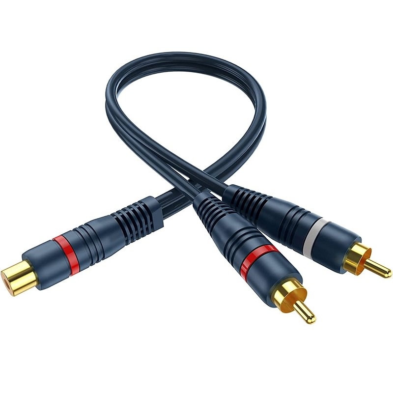 2 RCA Male to 1 RCA Female Adapter Converter Interconnect Cable | Singapore