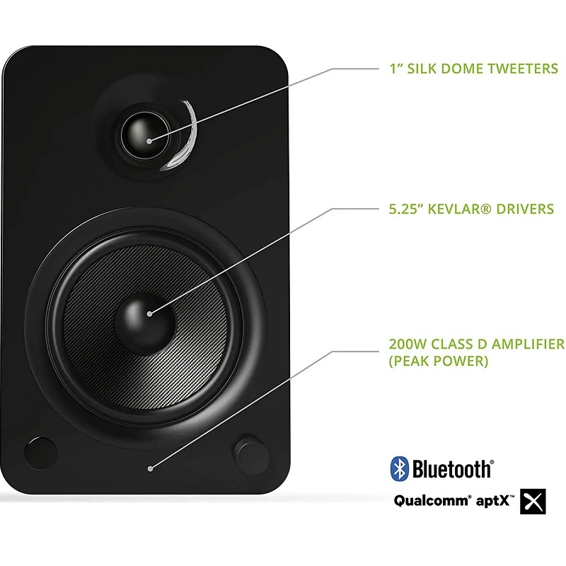 YU6 Wireless Bluetooth Desktop Bookshelf Speakers - Matte Black | Kanto ...